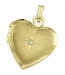 Solid 14k Yellow Gold Heart Photo Locket with Diamond - 443PG64721