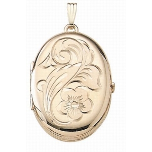 Solid 14K Yellow Gold Oval Four Photo Locket - 597PG65032