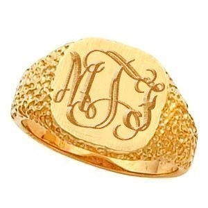 14K Gold Men's Signet Monogrammed Ring - 613PG65413