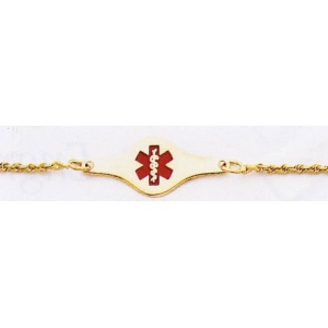 14K GOLD ROPE MEDICAL ID BRACELET - PG333