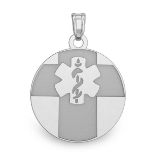Sterling Silver Medical ID Round Charm or Pendant - MD05S