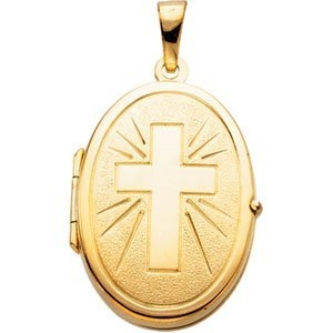 OVAL SHAPED LOCKET W/CROSS - PG76138