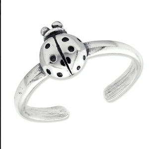 Sterling Silver Antiqued Ladybug Toe Ring - PG81666