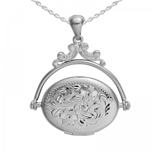 Sterling Silver Swivel / Spinner Oval Photo Locket - PG94920
