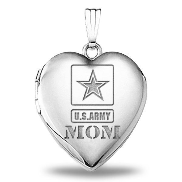 Sterling Silver Army Mom Heart Locket - PG88172