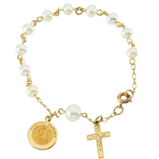 FIRST HOLY COMMUNION WITH PEARLS ROSARY BRACELET - PG75839