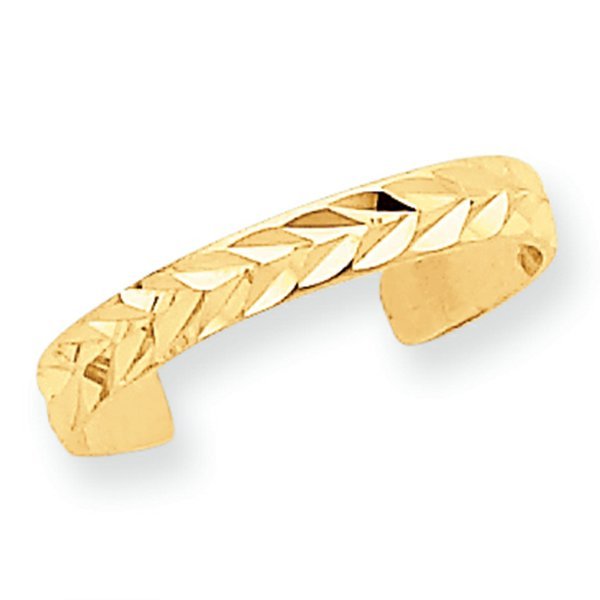 14k Yellow Gold Diamond-Cut Toe Ring - PG81816