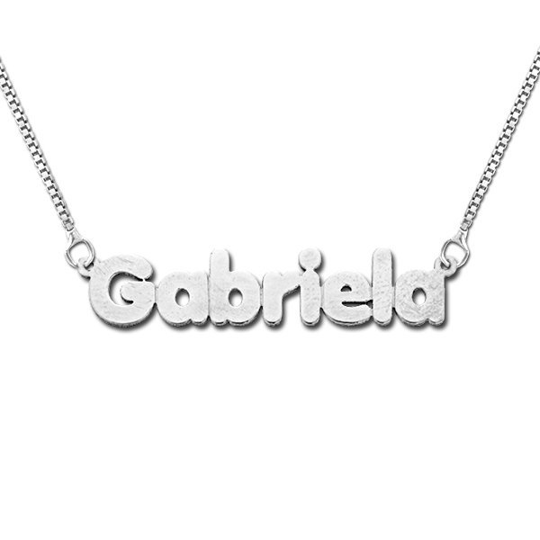 Sterling Silver "Block" Style Horizontal Name Plate w/ Box Chain ...