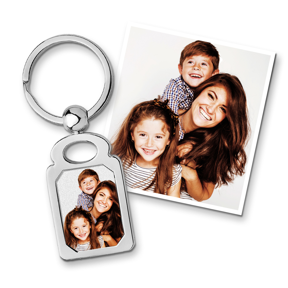 Stainless Steel Engravable Rectangle Photo Laser Keychain - PG94209