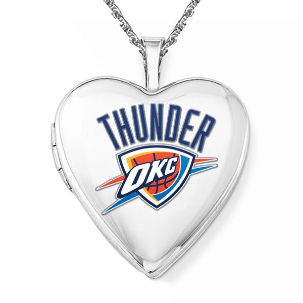 14k White Gold Oklahoma City Thunder Heart Locket - PG89505