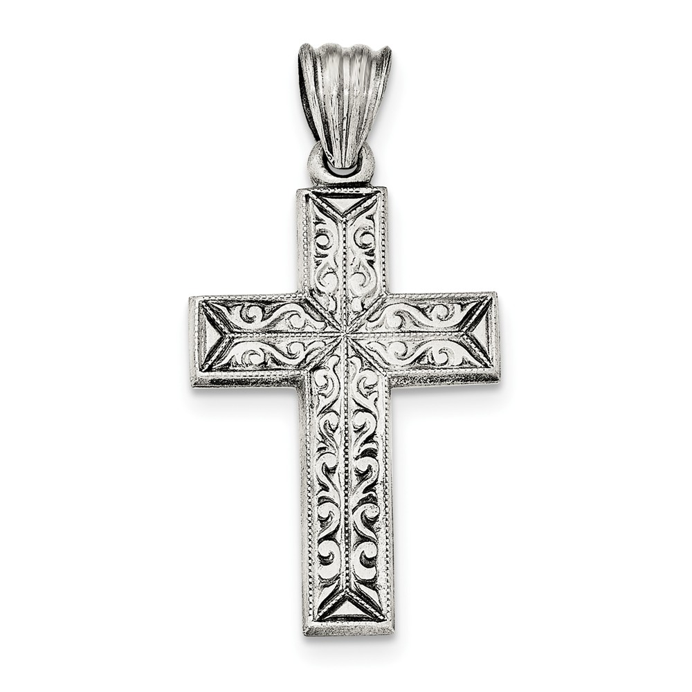 Sterling Silver Antiqued, Polished and Brushed Latin Cross Pendant ...