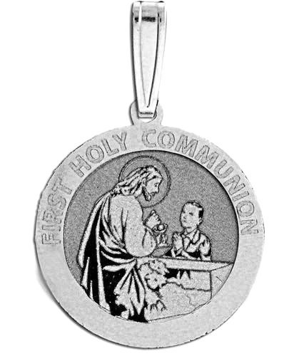 Sterling Silver "EXCLUSIVE" First Holy Communion Religious Medal (for a ...