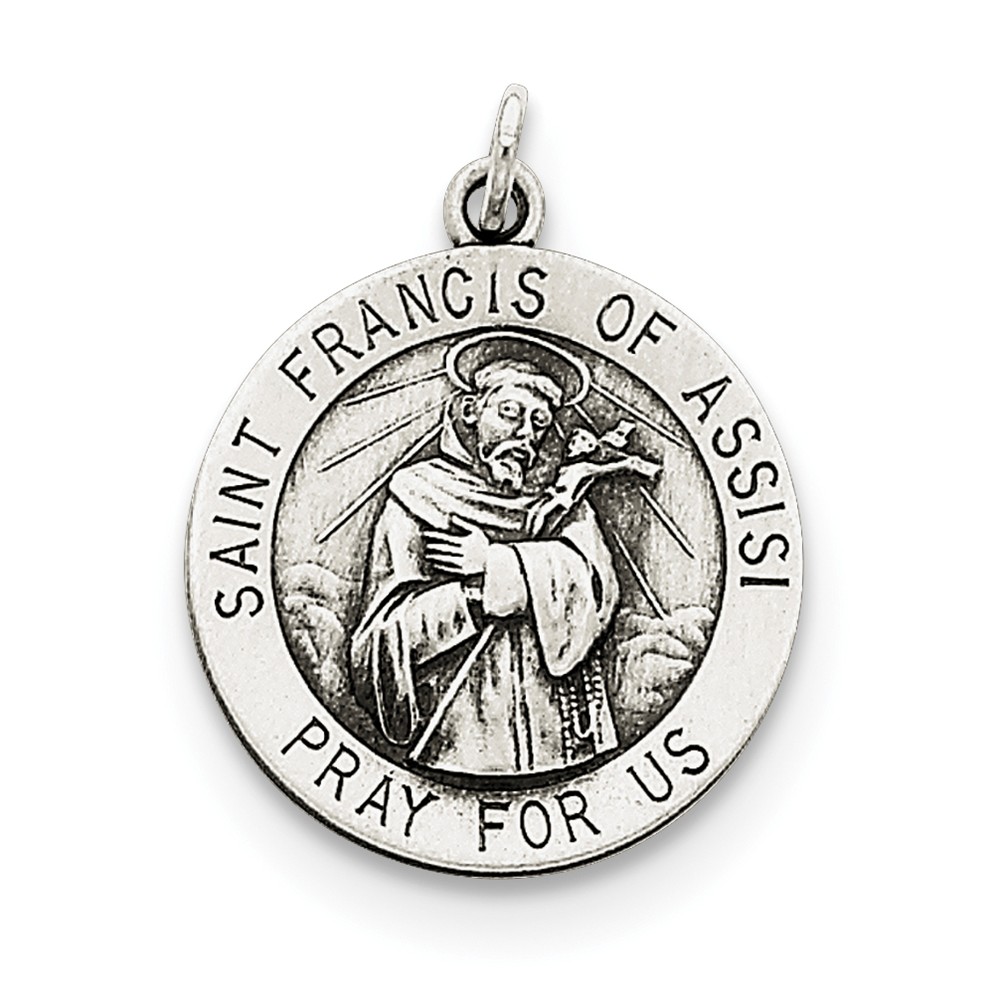 Sterling Silver Antiqued Saint Francis of Assisi Medal - PG94979