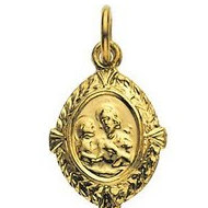14K Yellow Gold Saint Joseph Petite Oval Medal - PG75937