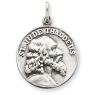 Sterling Silver Saint Jude Antiqued Coin Medal - PG86355