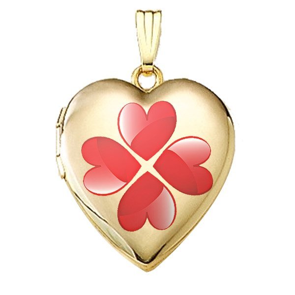 14K Gold Filled "Four Heart Clover" Locket - PG85507