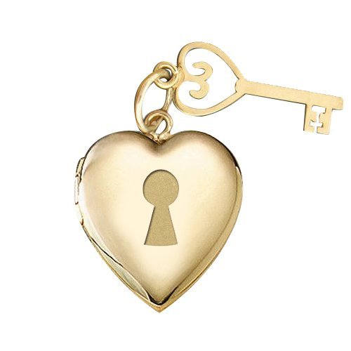 Solid 14K Yellow Gold Locket and Key - PG71664