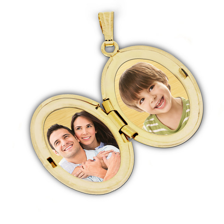 Solid 14K Yellow Gold Children's Oval Locket w/ Genuine Diamond ...