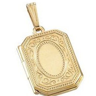 Solid 14k Yellow Gold Rectangle Photo Locket - 443PG64690