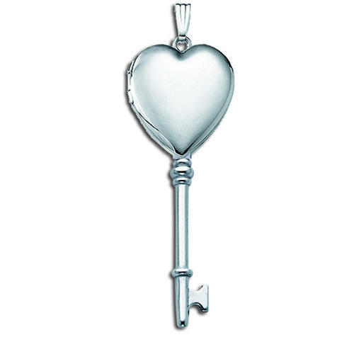 14k White Gold KEY Locket - PG75484