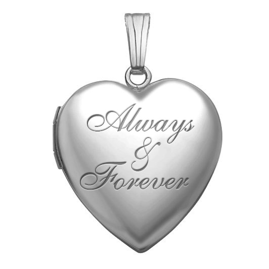 Sterling Silver "Always & Forever" Heart Photo Locket - PG93875