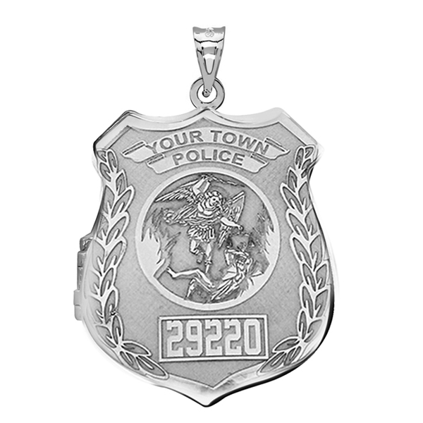 Sterling Silver Personalized Saint Michael Police Badge Photo Locket ...