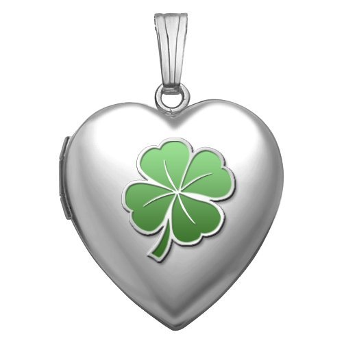 Sterling Silver Raised Four Leaf Clover Design Locket - PG90833