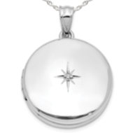Sterling Silver Diamond Round Photo Locket - 445PG67555