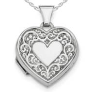 Sterling Silver Floral Heart Photo Locket - PG93449