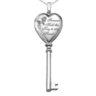 Sterling Silver Key To My Heart Key Heart Photo Locket - PG71656