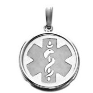 Sterling Silver Medical ID Round Bezel Frame Charm or Pendant - MD24SS
