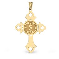 14k Yellow Gold Medical ID Cross Charm or Pendant - MD12