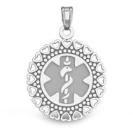 Sterling Silver Medical ID Round Charm or Pendant - MD20SS