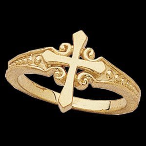 14K Yellow and White Gold Cross Ring - 602PG65139