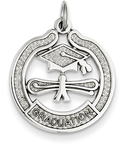 14k White Gold Graduation Charm - PG83180