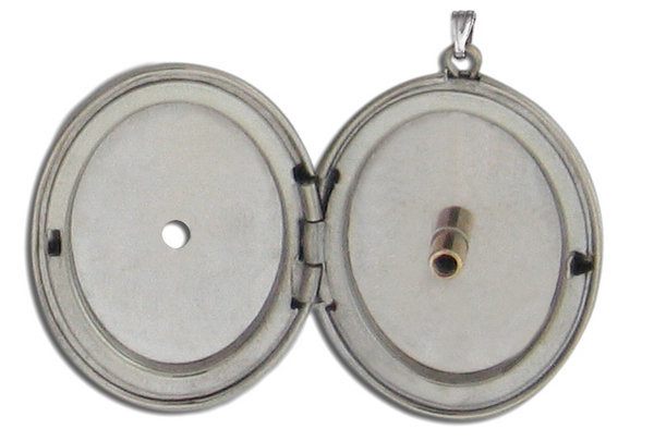 14K White Gold Premium Cremation & Hair Locket w/ Diamond Center ...