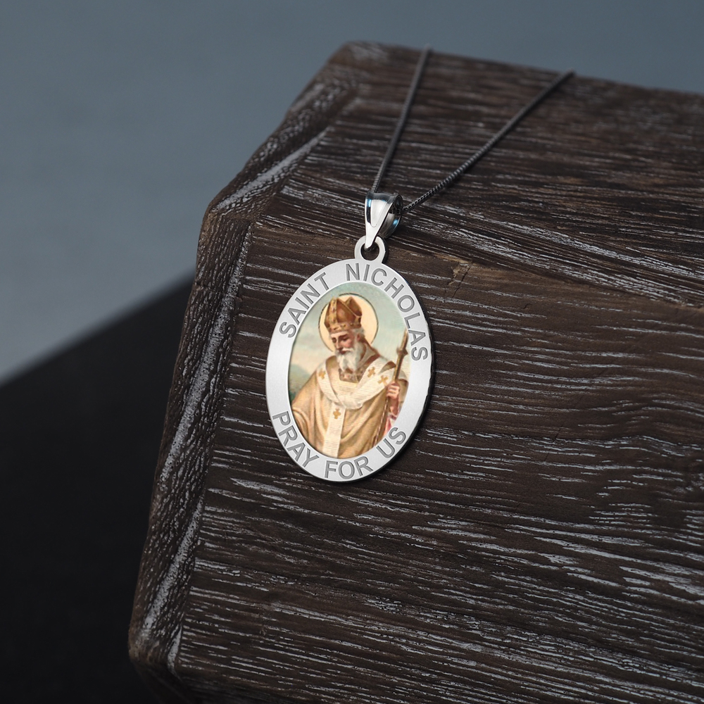 Saint Nicholas OVAL Religious Medal "Color EXCLUSIVE" - ST100-OC