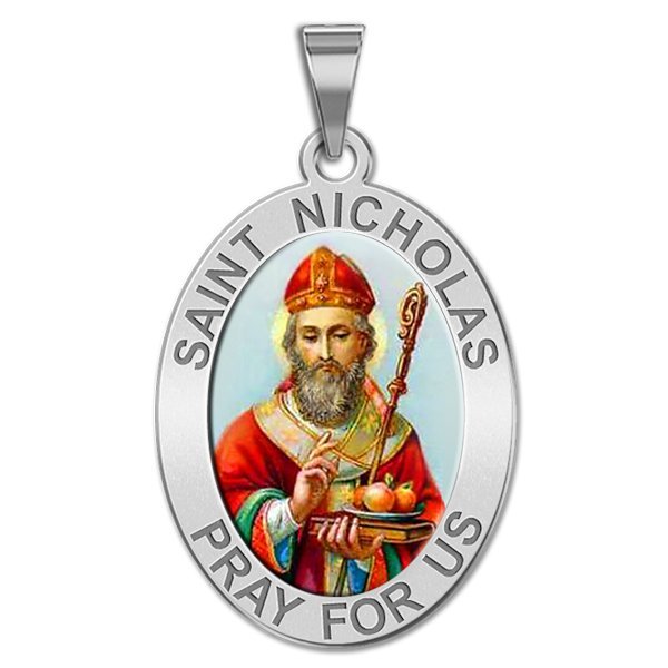 Saint Nicholas OVAL Religious Medal "Color EXCLUSIVE" - PG87437