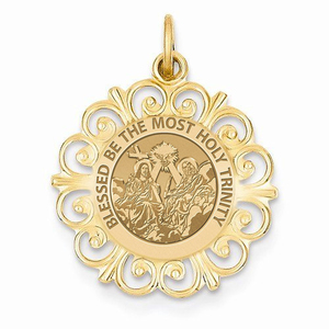 Holy Trinity Round Filigree Religious Medal "EXCLUSIVE" - PG95115