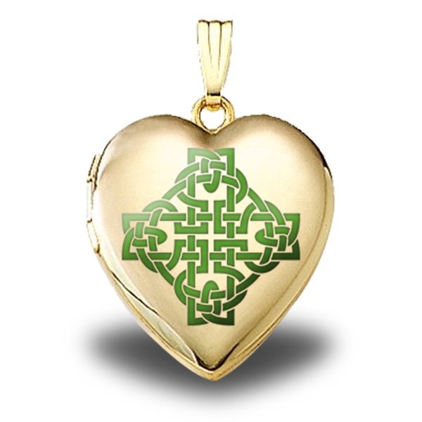 14K Yellow Gold "Color Celtic Knot" Sweetheart Locket - PG83155