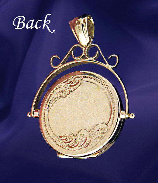 18K Yellow Gold Engraved and Diamond set Round Swivel Locket - 643PG67424