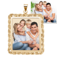 Square with Rope Frame Photo Pendant Picture Charm - 47SQRF