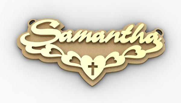 Script Style Cross "Double" Name Plate - PG71436