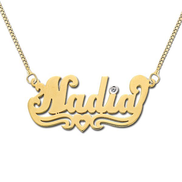 "Script" Style Horizontal Name Plate w/ Diamond Accent - NP-01