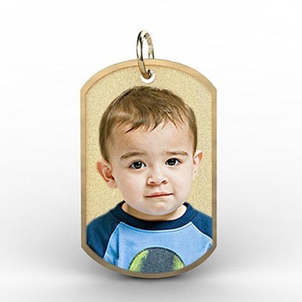 Photo Engraved Dog Tag with Border Photo Pendant - PG85438