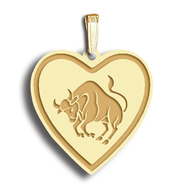 Taurus Symbol Heart Pendant Charm - PG79510