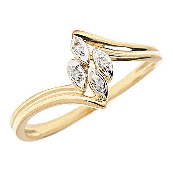 14K Solid White and Yellow Gold Promise Rings with Beautiful Genuine ...