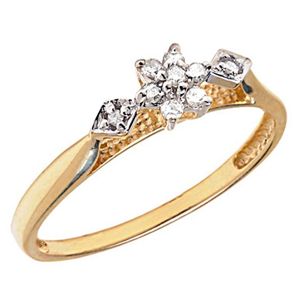 14K Solid White and Yellow Gold Promise Rings with Beautiful Genuine ...